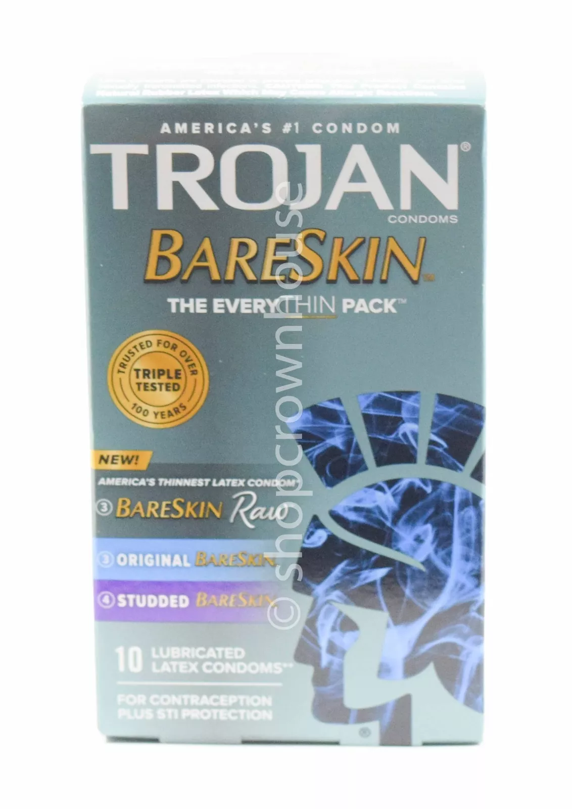 Trojan BareSkin EveryTHIN PACK thinnest 10 Condom Raw Original Studded ...