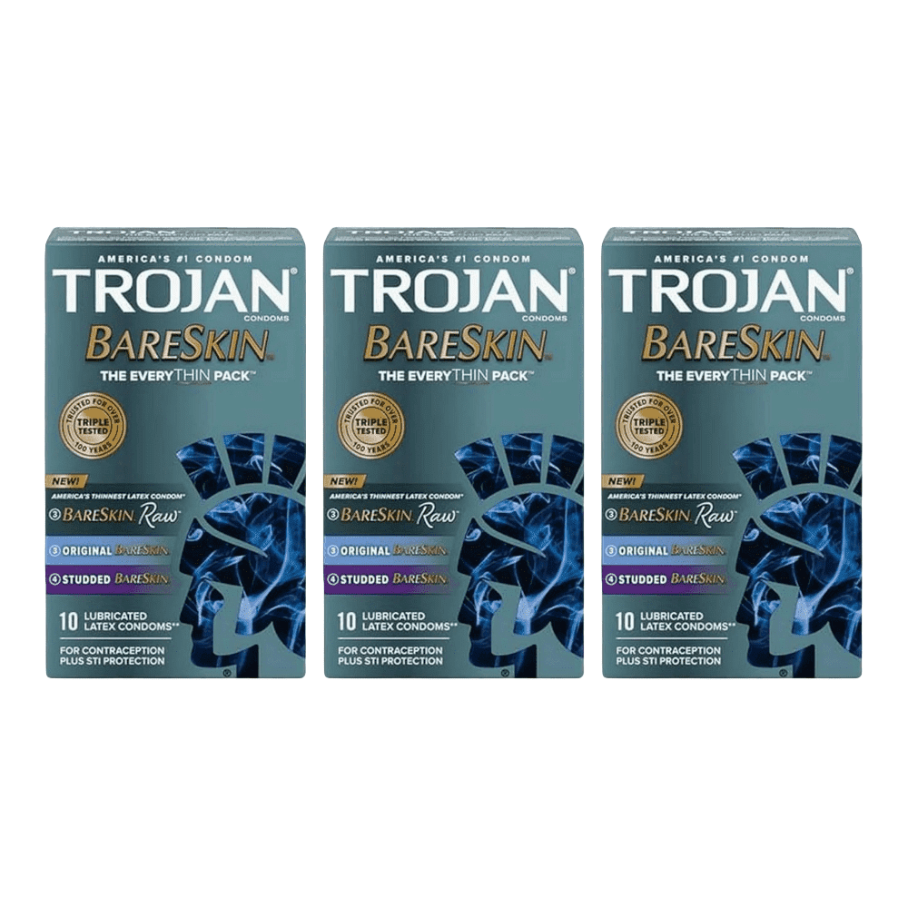 Trojan Bareskin Condoms, Everythin Variety Pack, 10 Count (3 Pack ...