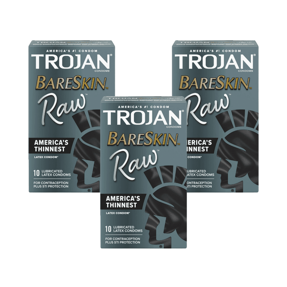 Trojan Bareskin Raw Condoms, Thin Condoms, 10 Count Lubricated Condoms ...