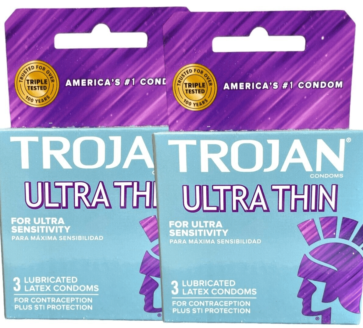 Trojan Condoms Ultra Thin Lubricated Latex for Ultra Sensitivity 3ct ...