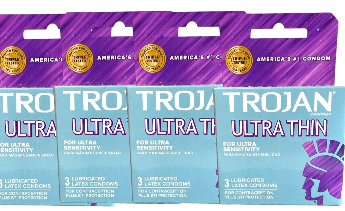 Trojan Condoms Ultra Thin Lubricated Latex for Ultra Sensitivity 3ct ...