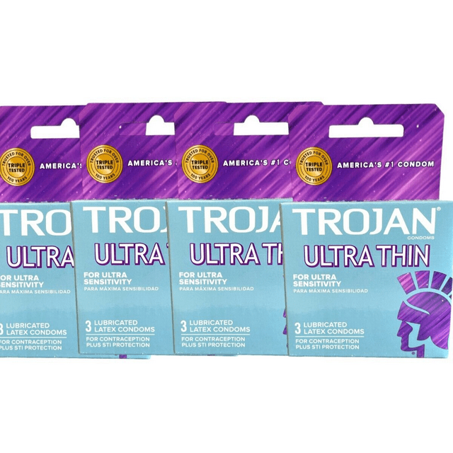 Trojan Condoms Ultra Thin Lubricated Latex for Ultra Sensitivity 3ct ...