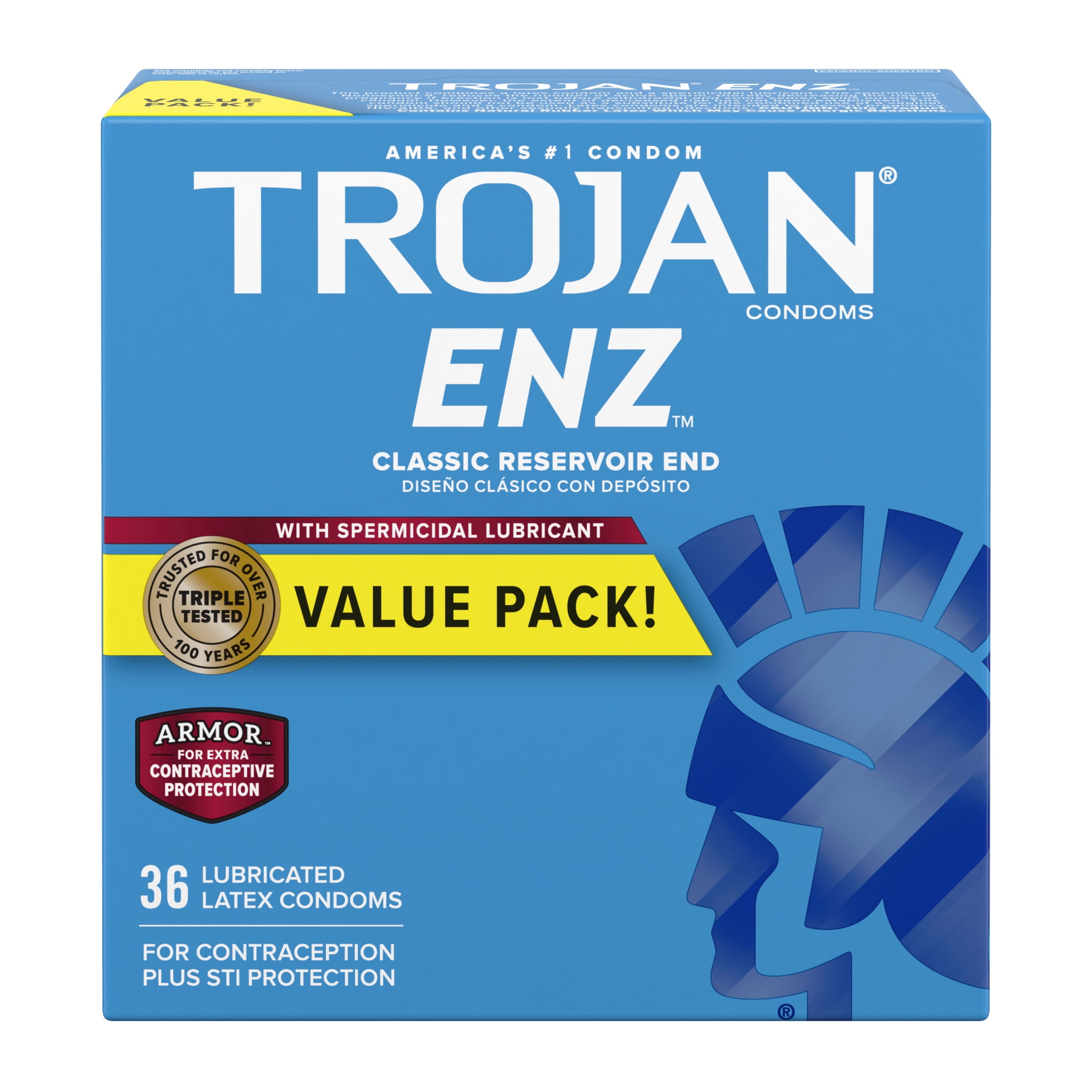 Trojan ENZ Armor 36 Count Classic Spermicidal Condoms - Extra ...