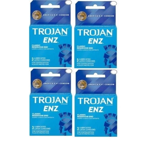 Trojan ENZ Condoms, Light Blue, Each 3 Count (4 Pack) - Walmart.com