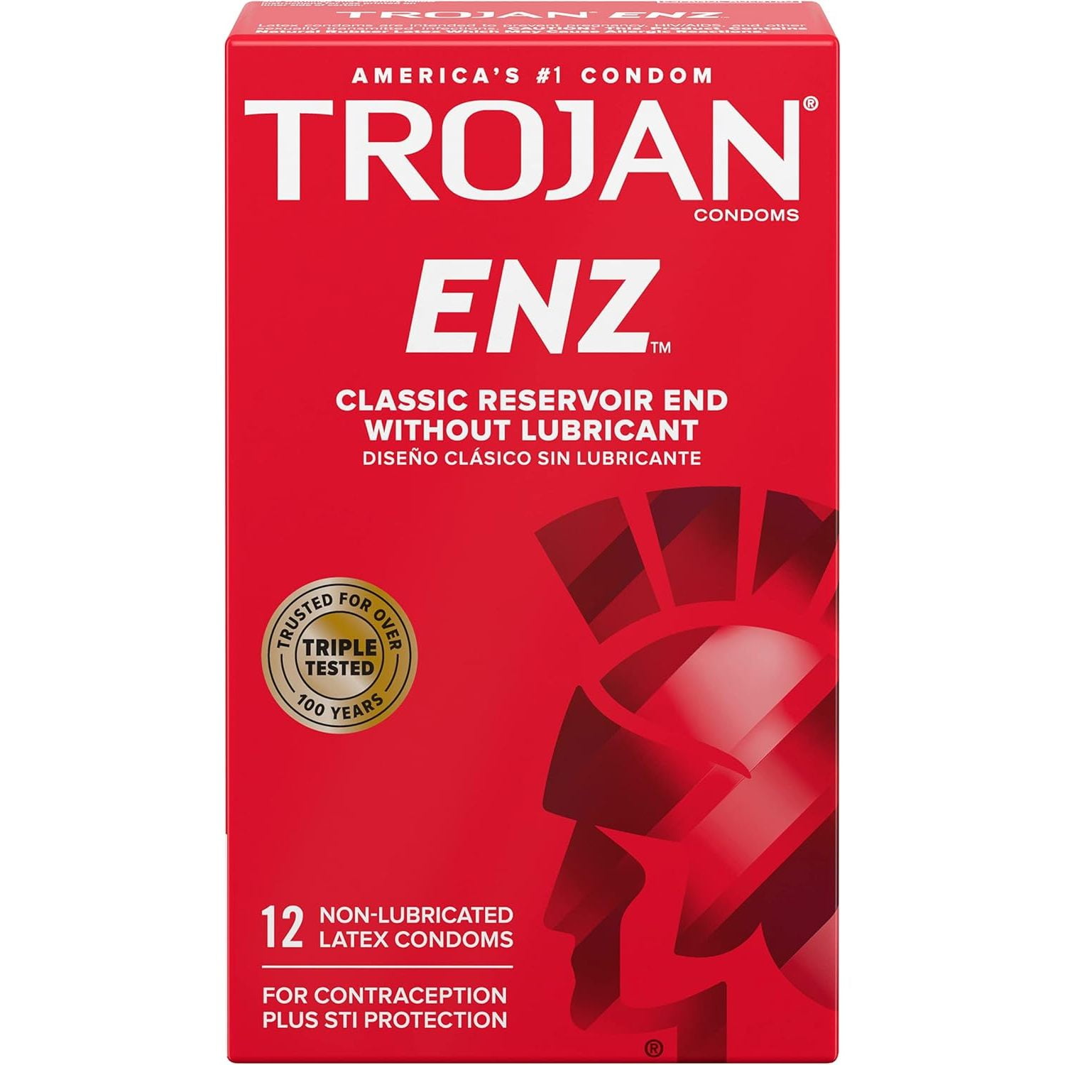 Trojan ENZ Condoms, STI Protection 12 Count, Non Lubricated, 1 Box ...