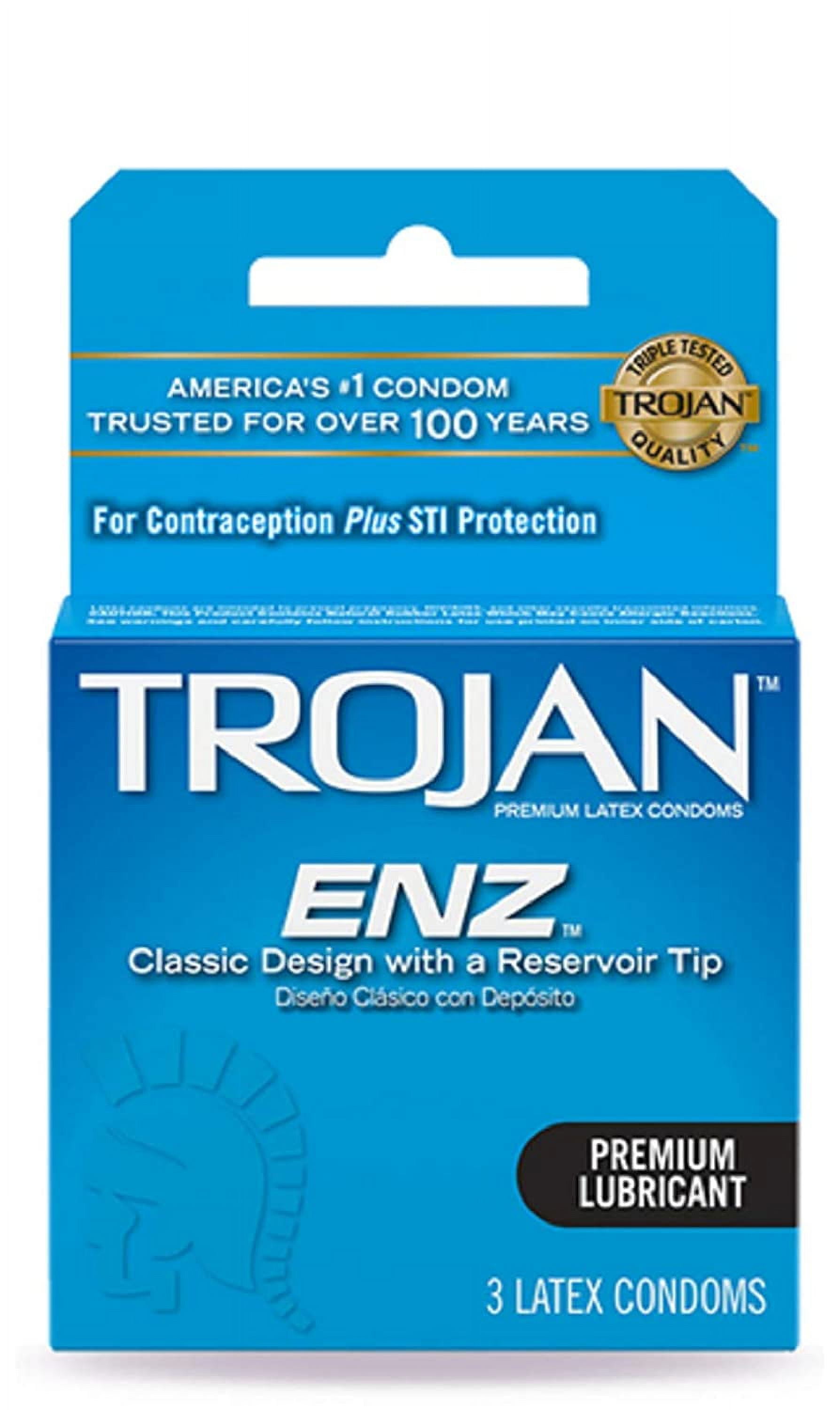 Trojan-Enz Condoms Spermicidal Lubricated Latex Condoms - 3 Ea / Pack ...
