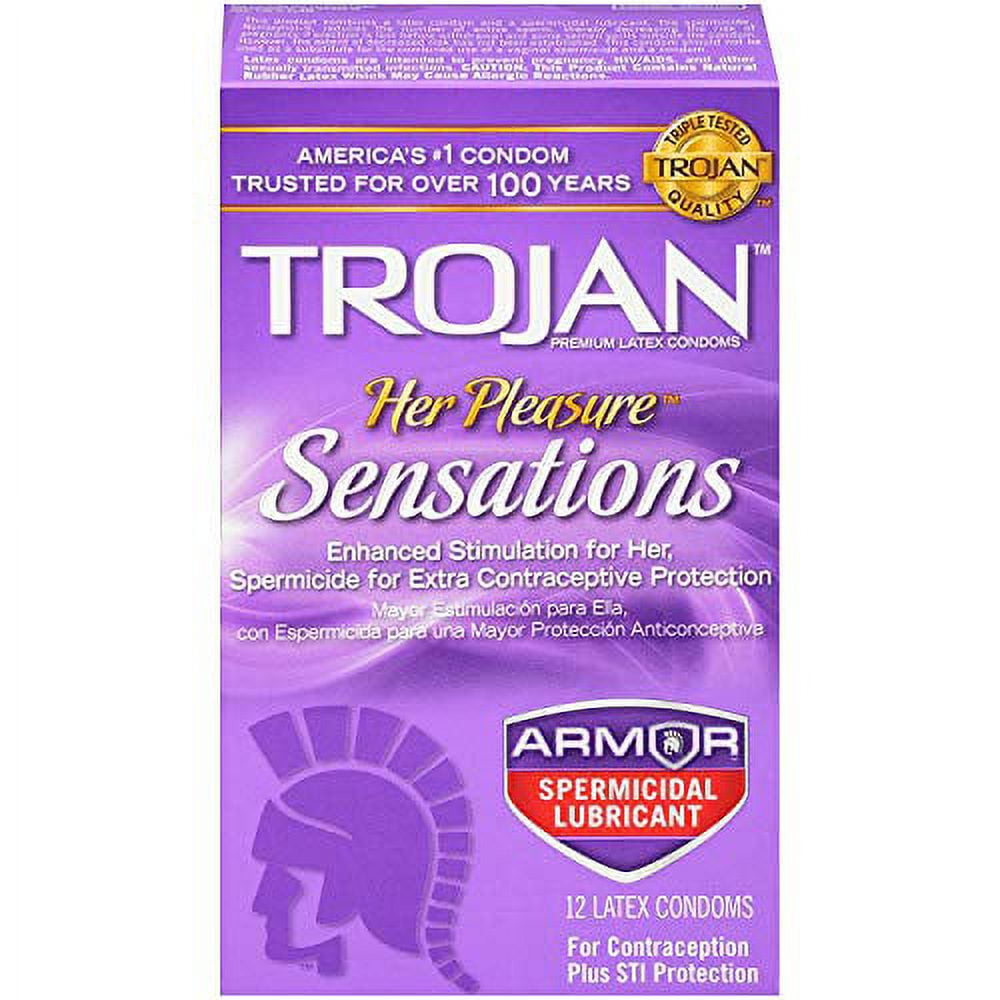 Trojan Her Pleasure Sensations Spermicidal Lubricated Condoms, 12ct HSA ...