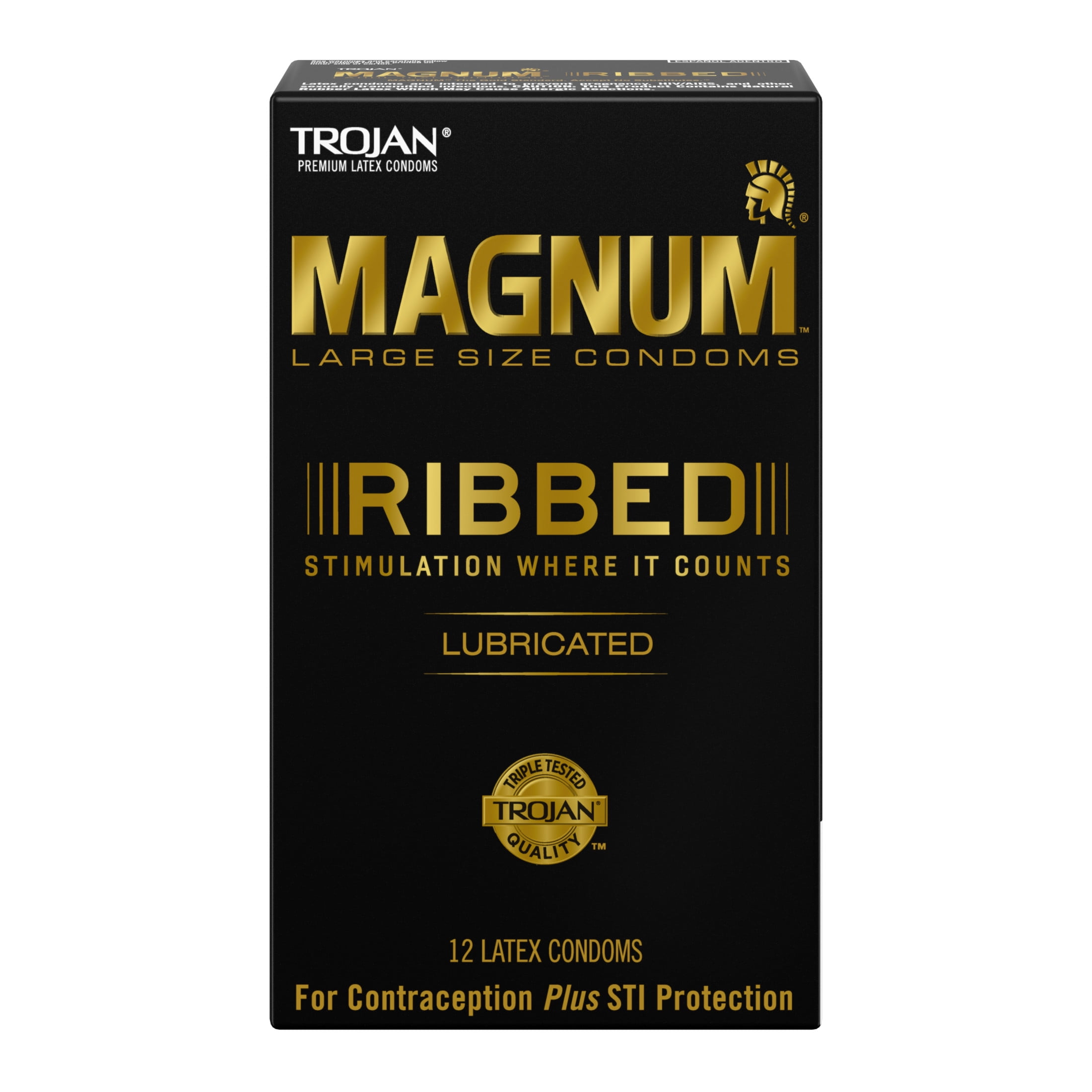 Trojan Magnum Ribbed Large Size Lubricated Condoms - 12 Count HSA/FSA ...