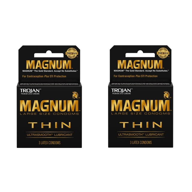 Trojan Magnum Thin Ultrasmooth Lubricant Large Size Condoms - 3 Ea, 2 ...
