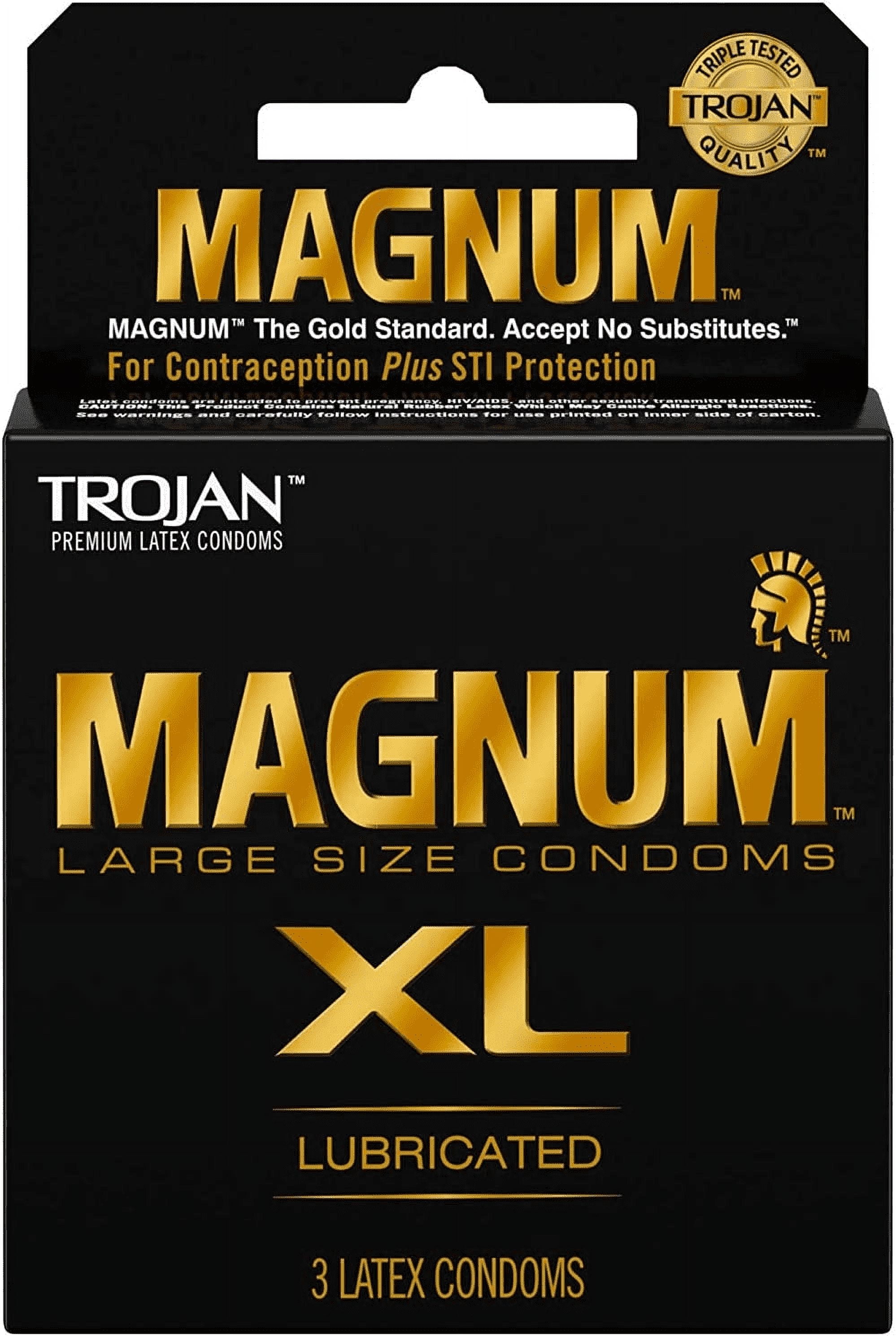 Trojan Magnum XL Large Size Lubricated Latex Condoms - 3 Count ...