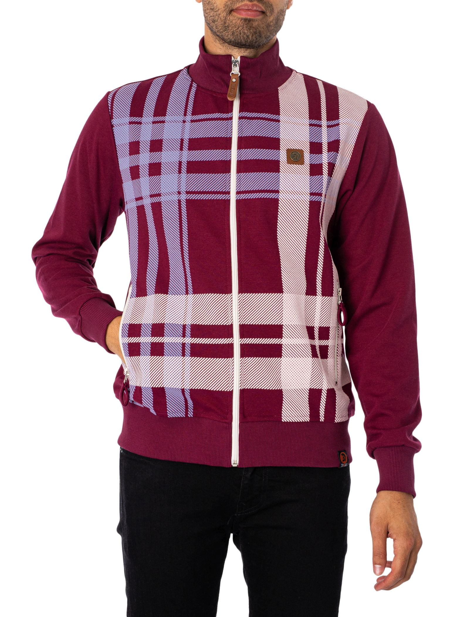 Trojan Oversize Check Track Jacket, Red - Walmart.com