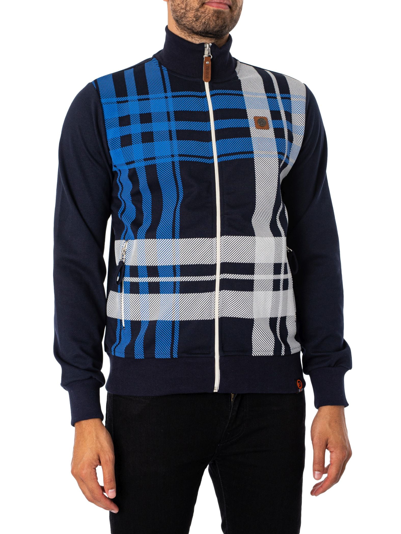 Trojan Oversize Check Track Top Jacket, Blue - Walmart.com
