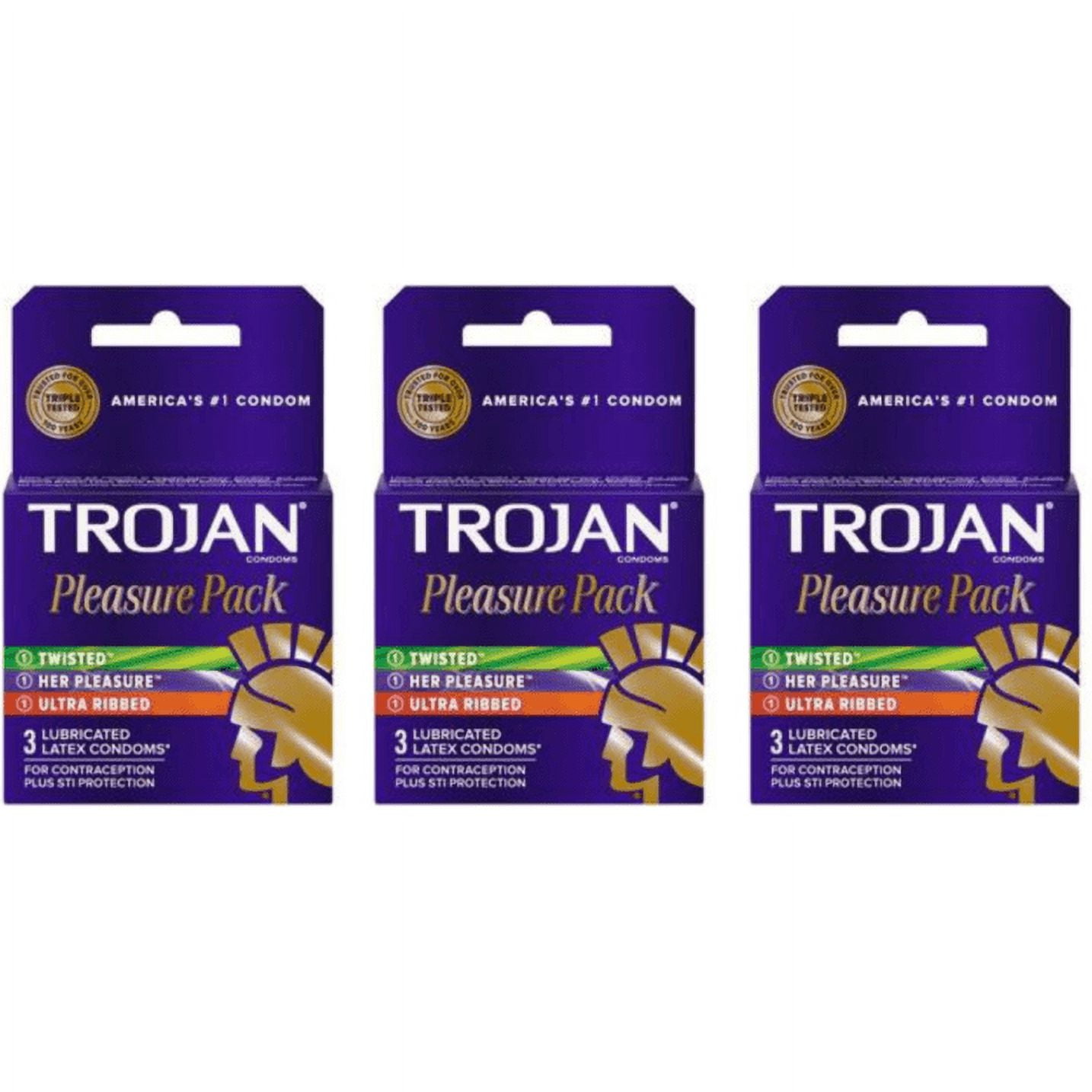 Trojan Pleasure Pack Latex Condoms 3ct - Pack of 3 - Walmart.com