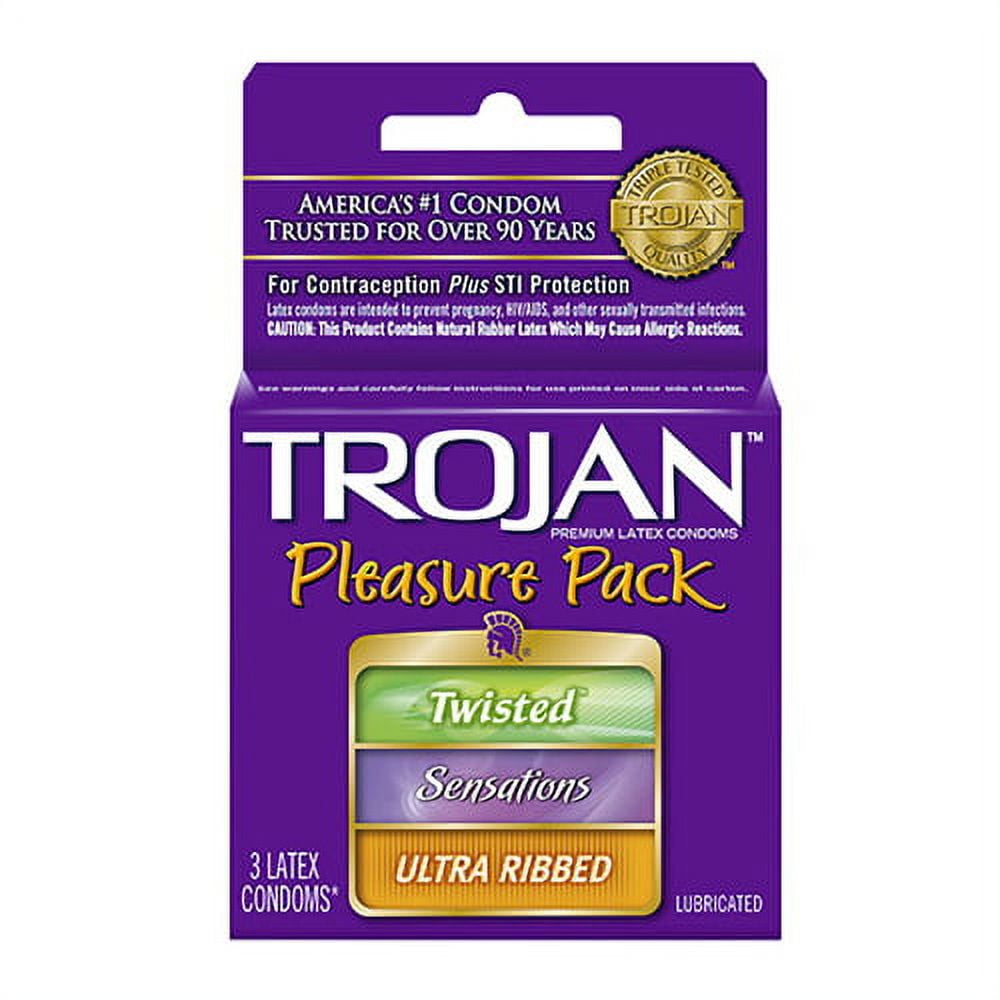 Trojan Pleasure Pack Ultra Ribbed Lubricated Condoms - 3 Ea, 6 Pack ...