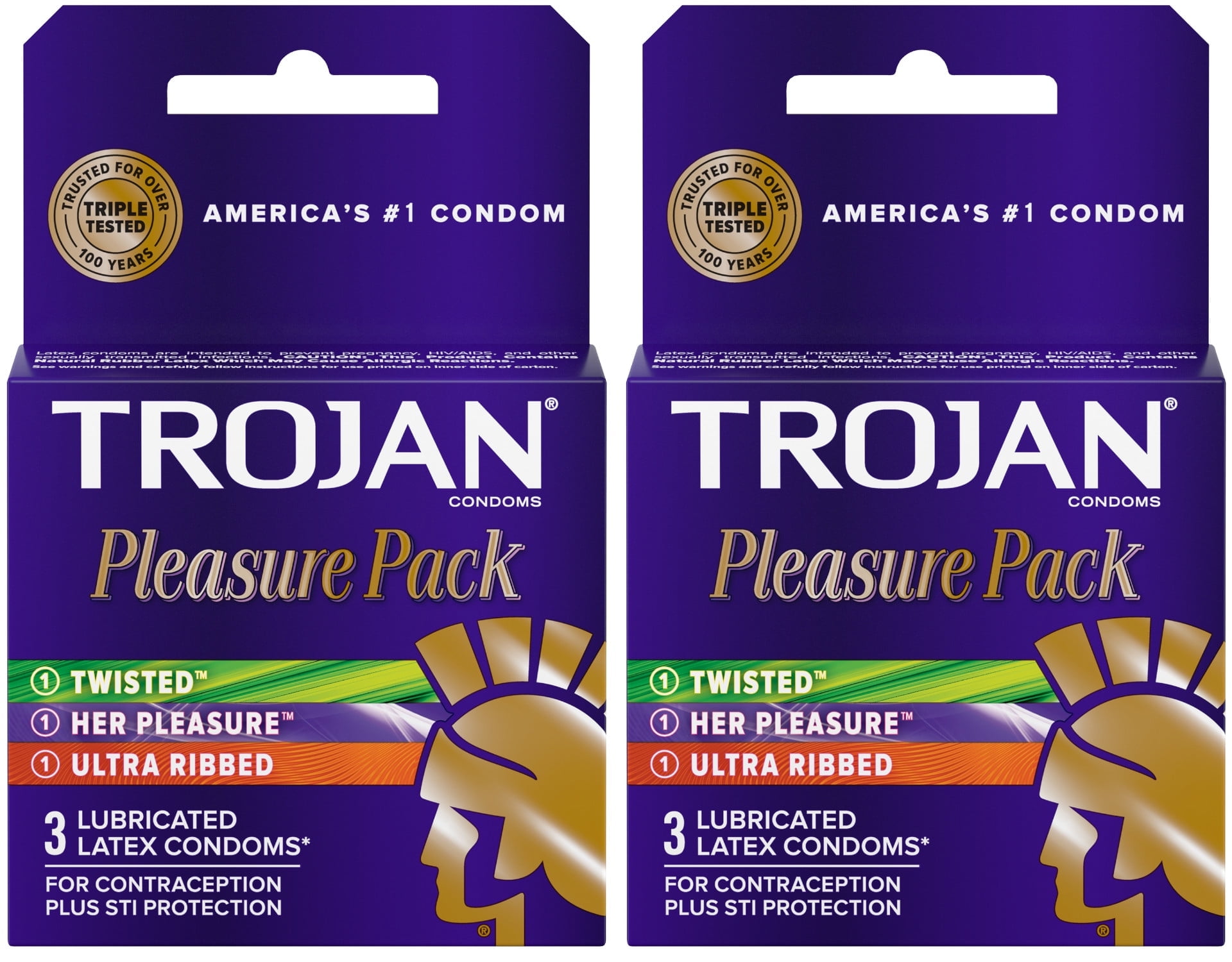 Trojan Pleasure Variety Pack Lubricated Condoms 3 Count (Pack of 2 ...