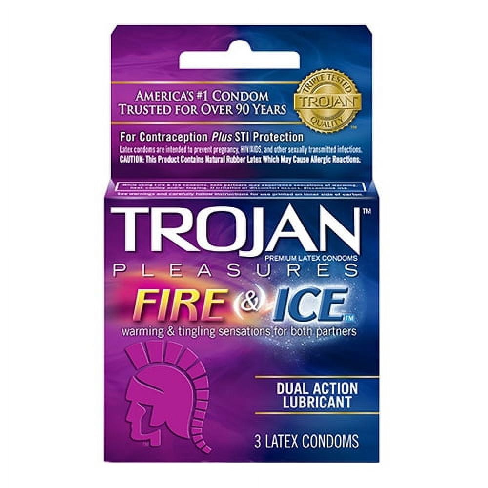 Trojan Pleasures Fire And Ice Dual Action Lubricant Premium Latex Condoms - 3 Ea, 2 Pack ...