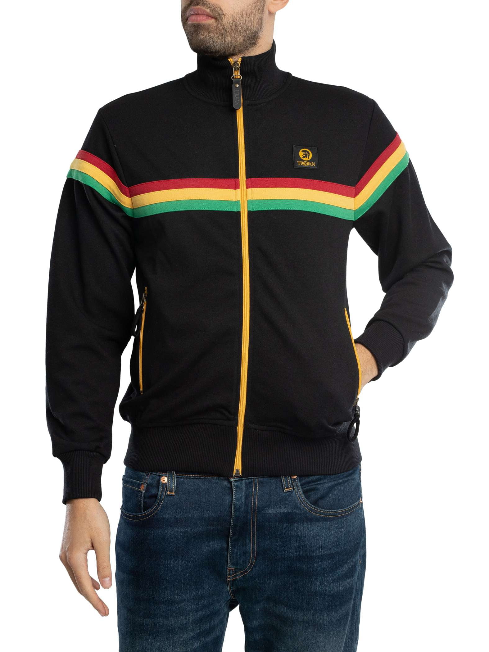 Trojan Retro Stripe Track Jacket, Black - Walmart.com