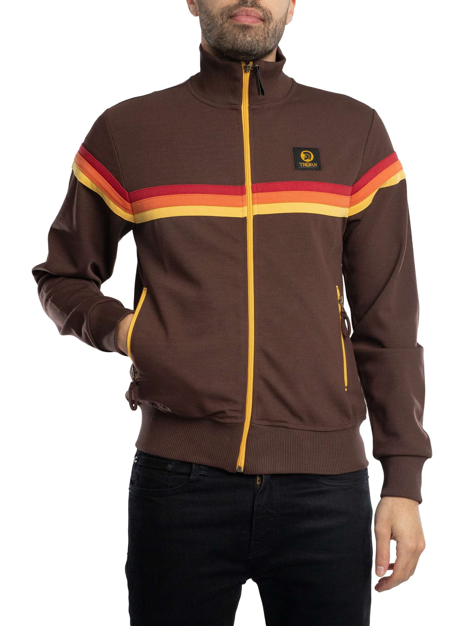 Trojan Retro Stripe Track Jacket, Brown - Walmart.com