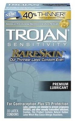 Trojan Sensitivity Bareskin Lubricated, Latex Condoms, 10 Pc - Walmart.com