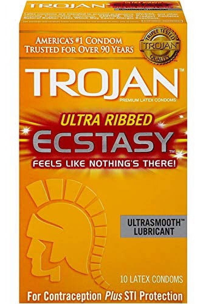 Trojan Stimulations Ecstasy Lubricated Premium Latex Condoms, 10 Ct, 2 ...