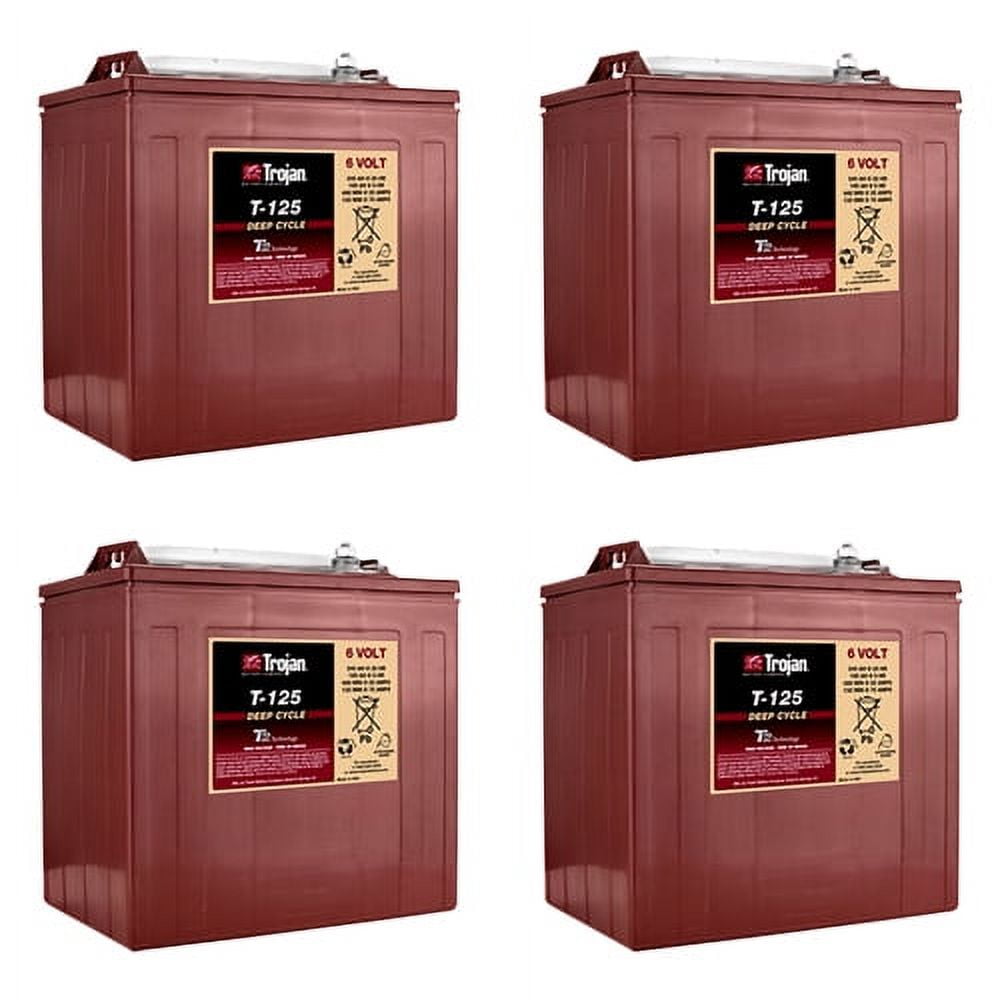 Trojan T-125 6V 240Ah Deep Cycle Battery for Golf Cart, Solar Applications - 4 Pack - Walmart.com