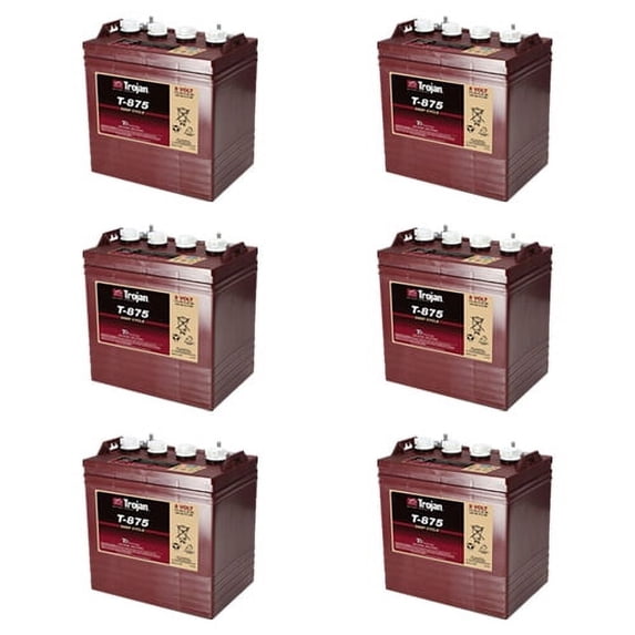 Trojan T-875 8V 170Ah Flooded Lead Acid Deep Cycle Battery, Golf Carts ...