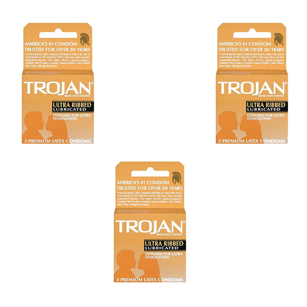 Trojan Ultra Ribbed Condoms (Pack of 3) - Walmart.com