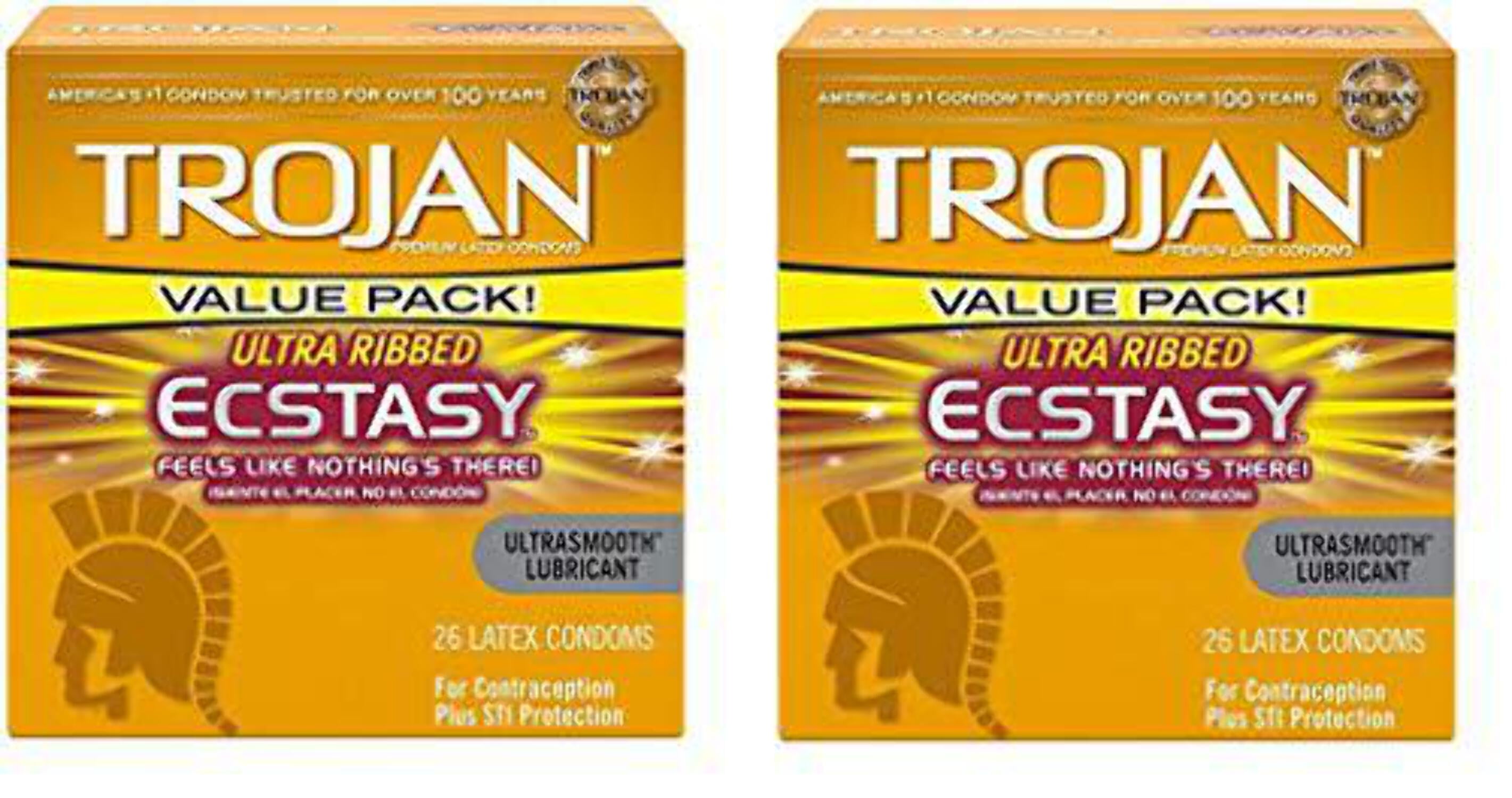 Trojan Ultra Ribbed Ecstasy Lubricated Condoms - 26 Count (Packaging ...