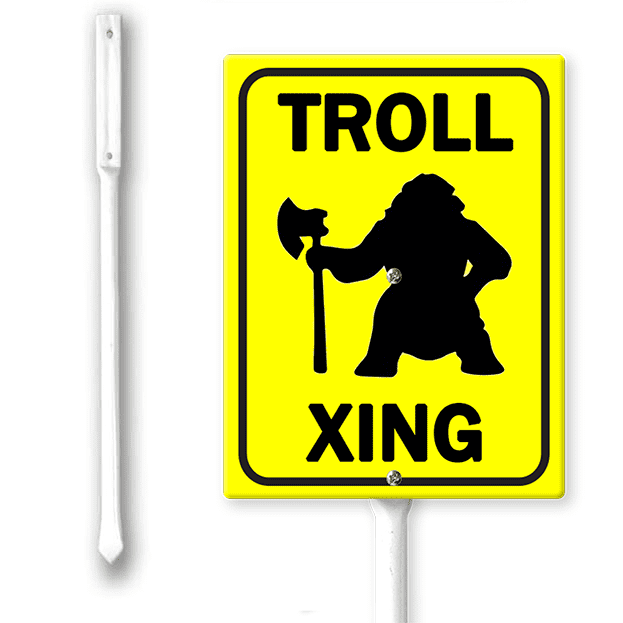 Troll Crossing Yard Sign With Stakes Outdoor Lawn Yard Signs 4.6 x 6 ...