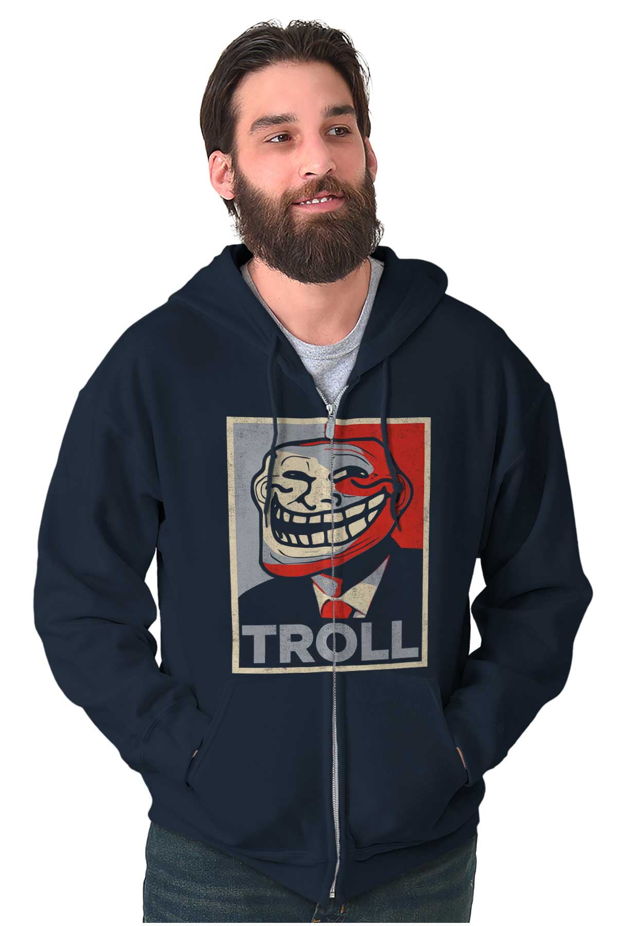 Funny Presidential Troll Face Meme Unisex Plus Size Zip Hoodie Brisco ...