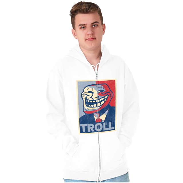 Troll Face Meme Big Smiley Internet Zip Up Hoodie Men's Women's Brisco ...