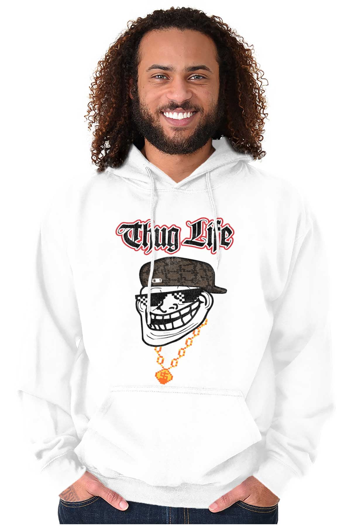 Troll Face Meme Thug Life Big Smiley Hoodie Sweatshirt Women Men Brisco ...