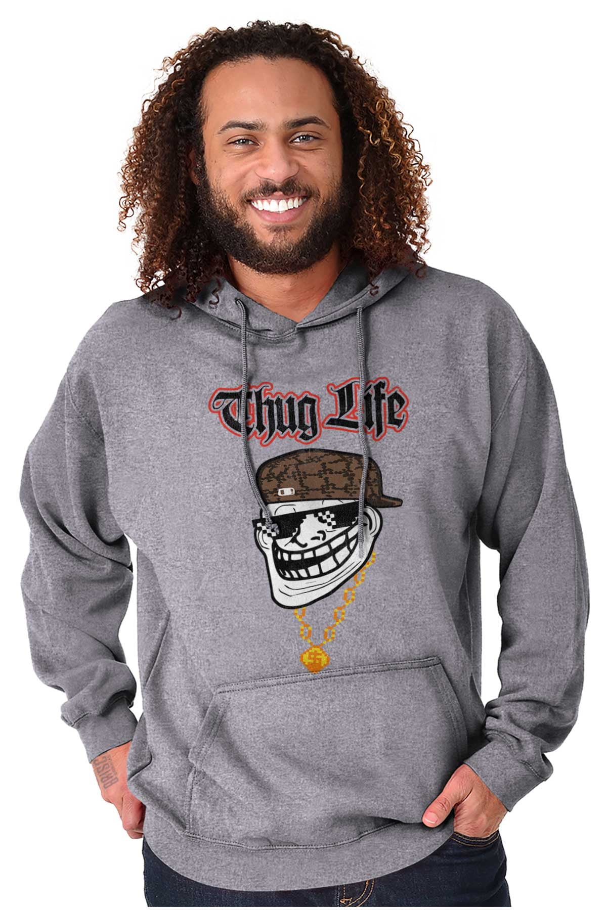 Troll Face Meme Thug Life Big Smiley Hoodie Sweatshirt Women Men Brisco ...