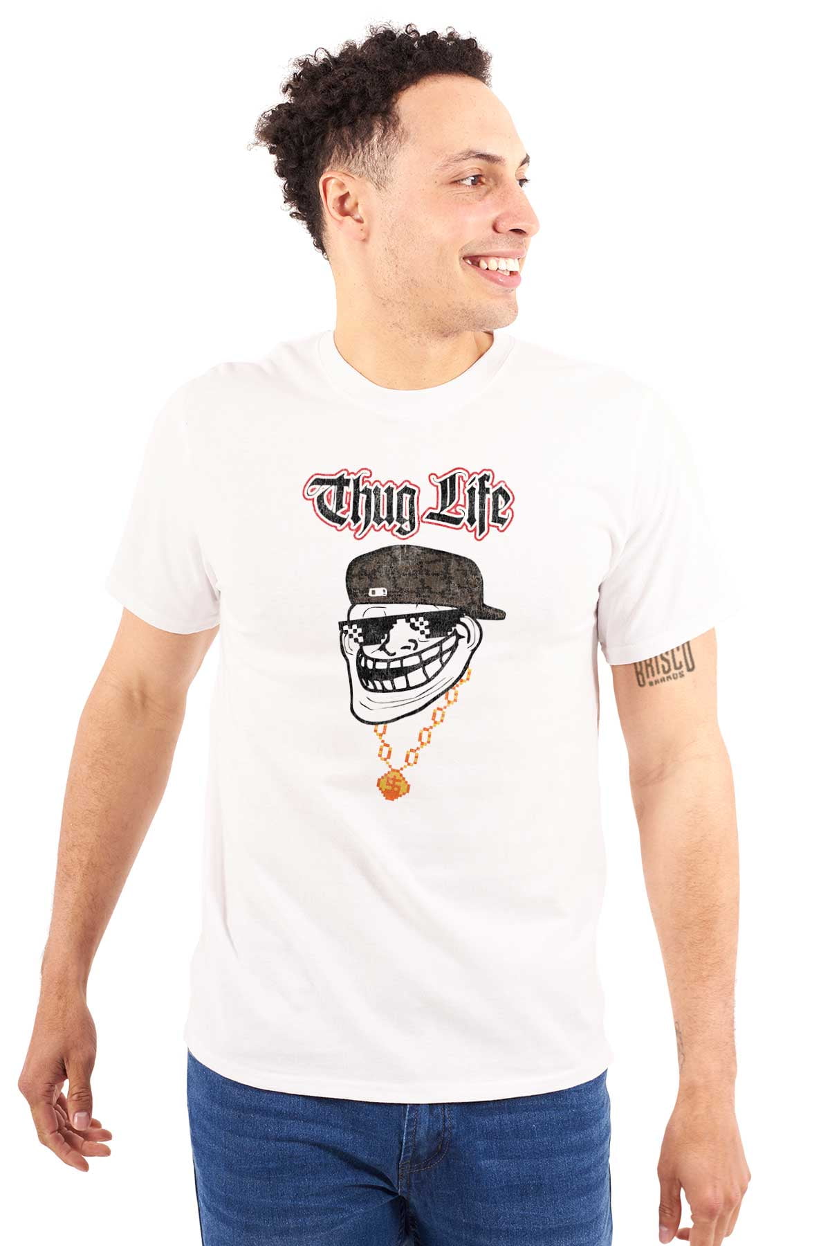 Troll Face Meme Thug Life Big Smiley Men's Graphic T Shirt Tees Brisco ...