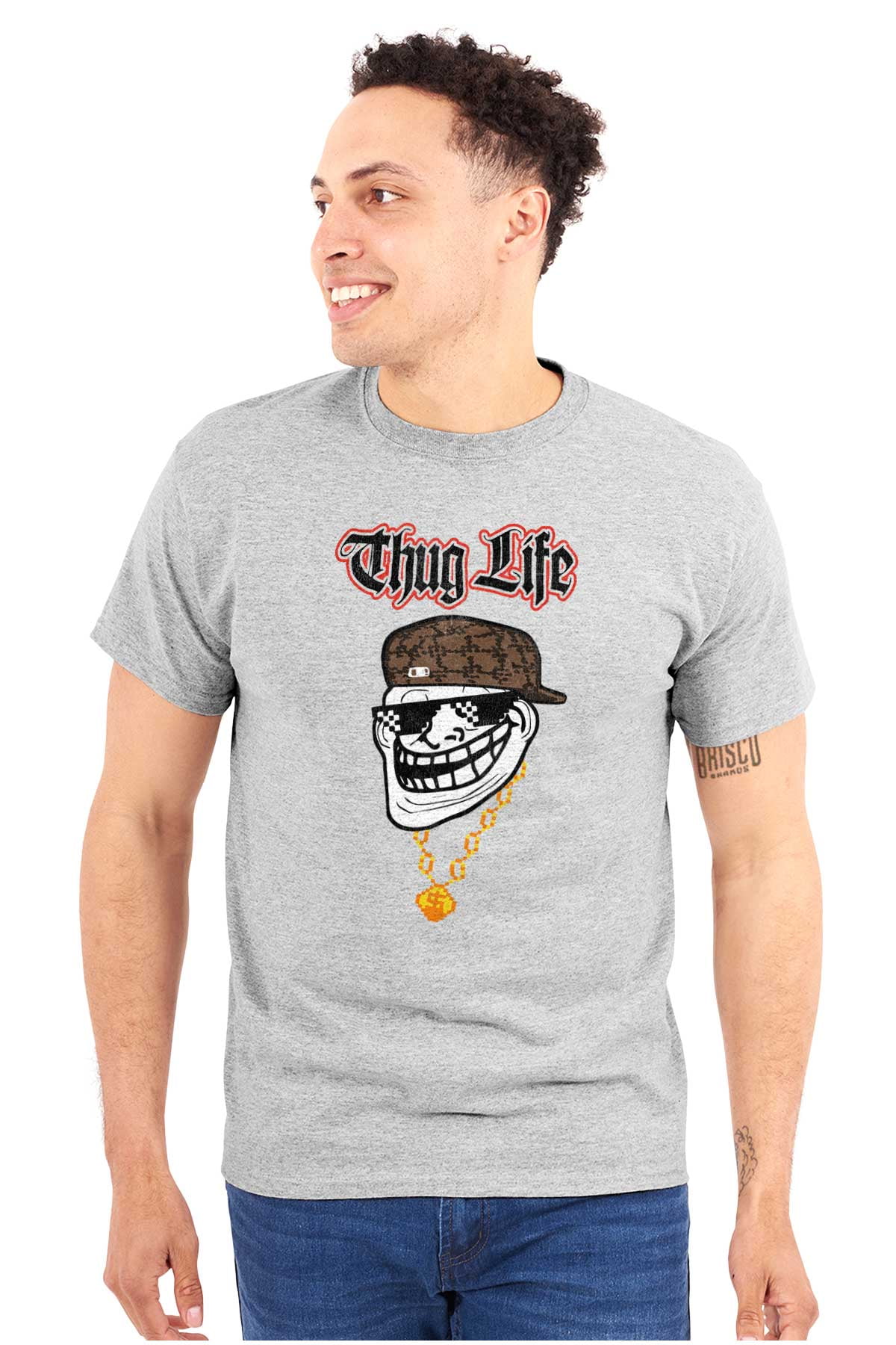 Troll Face Meme Thug Life Big Smiley Men's Graphic T Shirt Tees Brisco ...