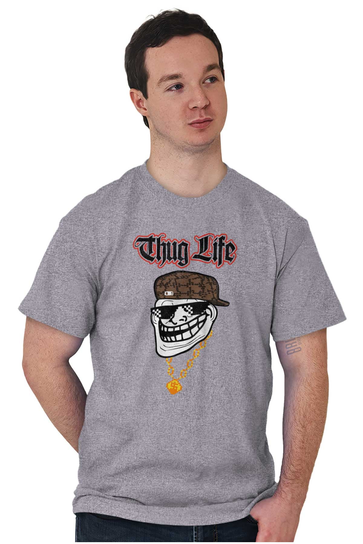 Troll Face Meme Thug Life Big Smiley Men's Graphic T Shirt Tees Brisco ...