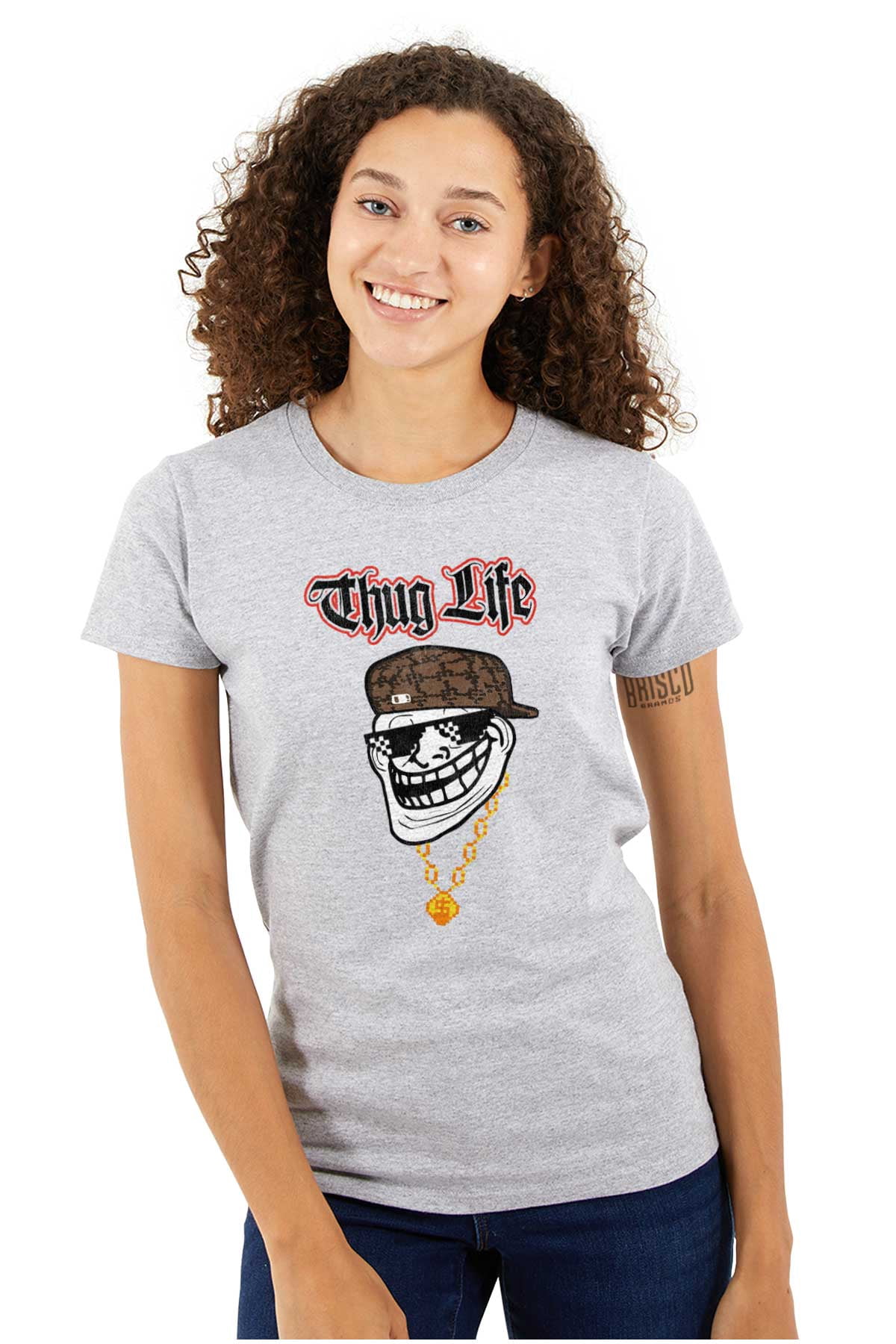 Funny Thug Life Troll Face Meme Women's T Shirt Ladies Tee Brisco ...