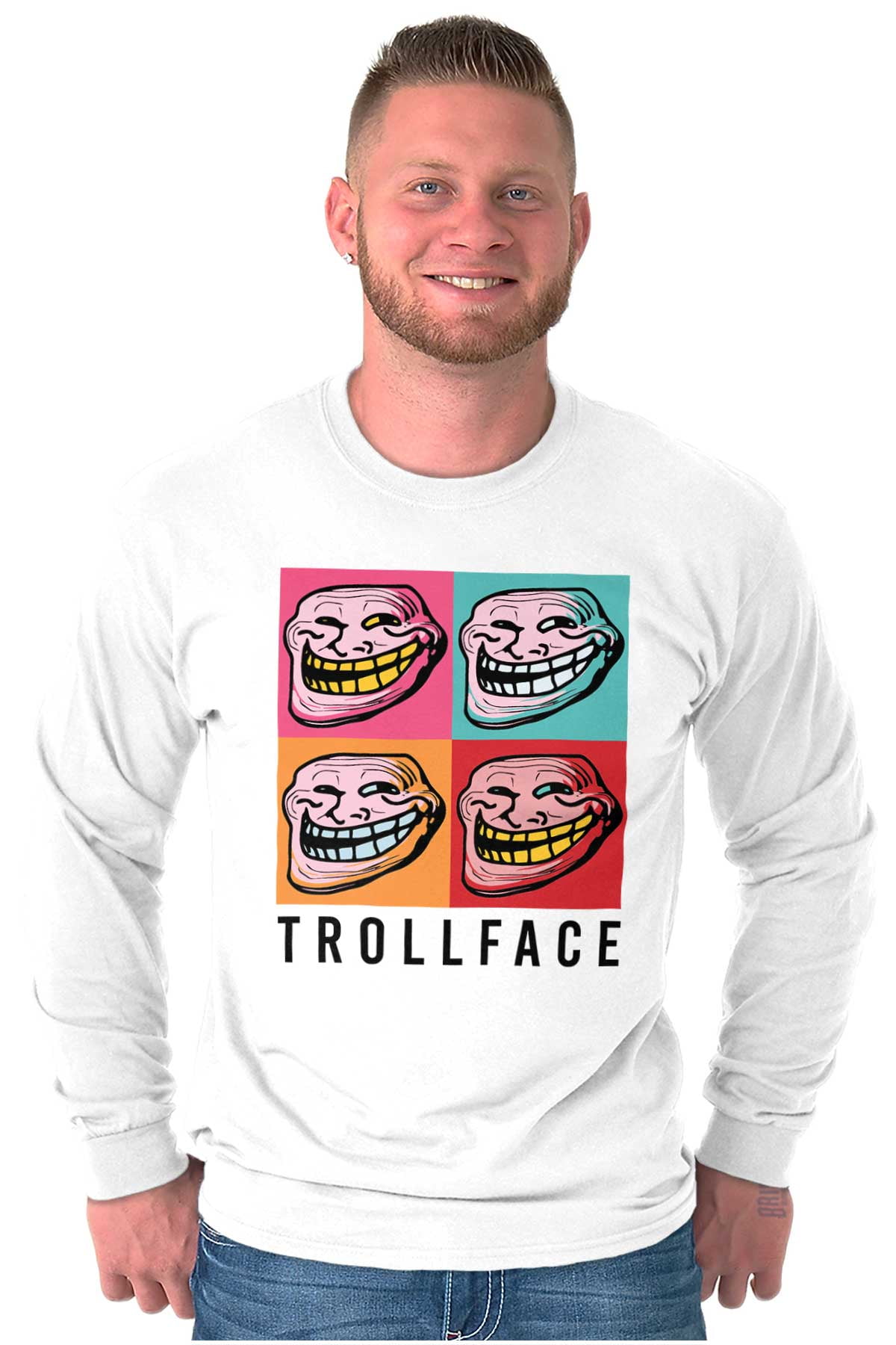 Troll Face Memes Big Smiley Trollface Long Sleeve TShirt Men Women ...