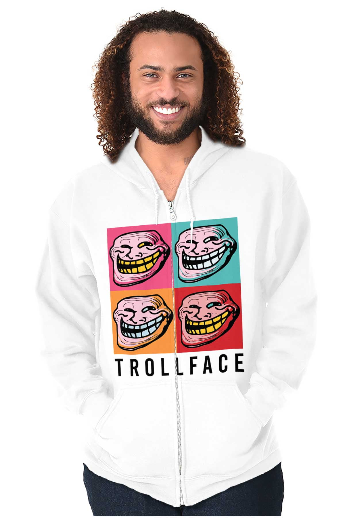 Funny Pop Art Squares Troll Face Meme Unisex Plus Size Zip Hoodie ...