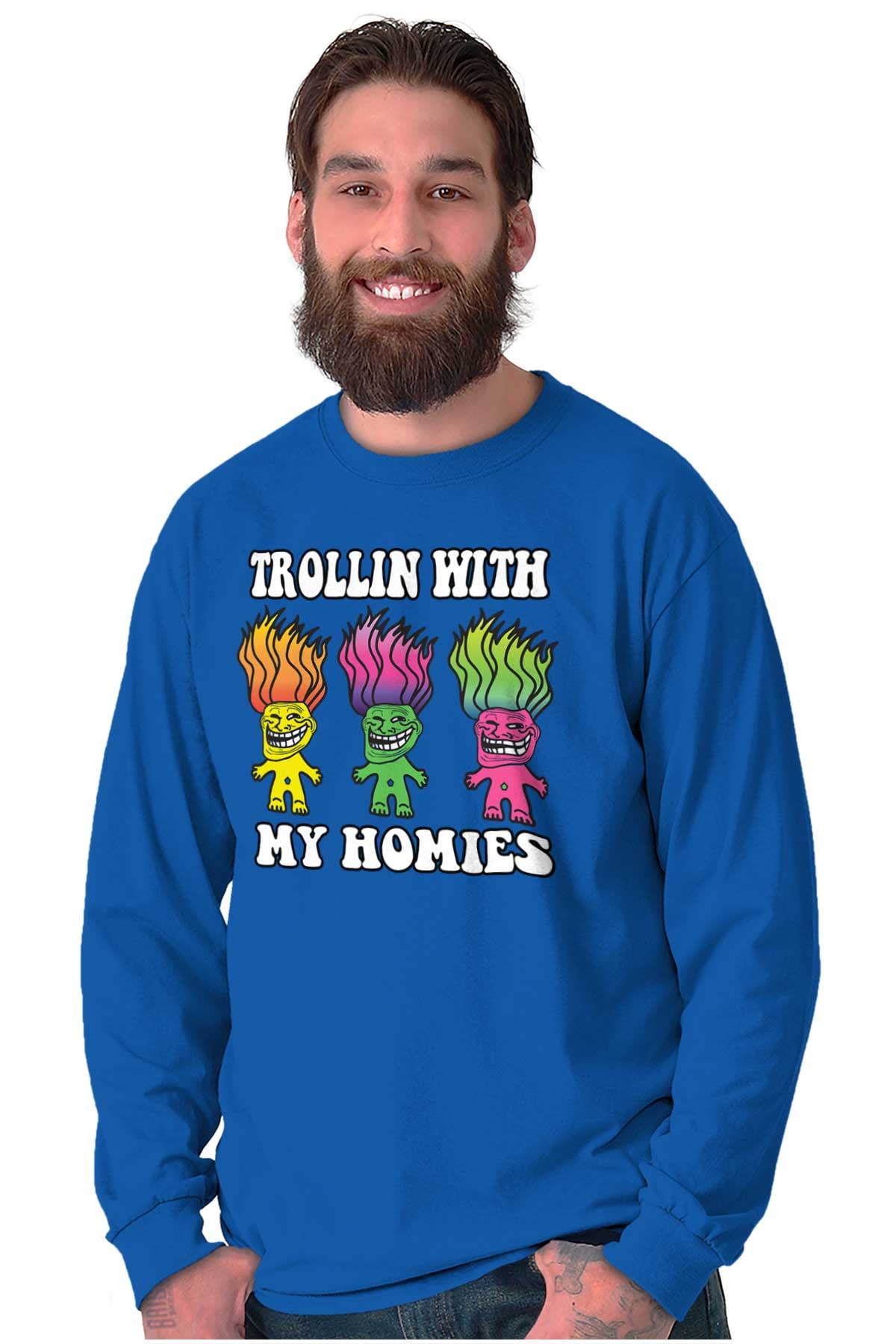 Troll Face Memes Smiling Trollface Long Sleeve TShirt Men Women Brisco ...