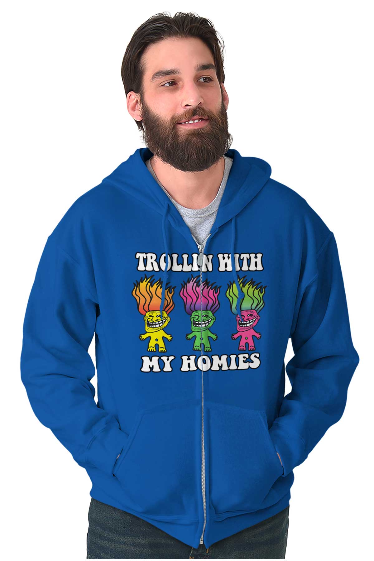 Troll Face Memes Smiling Trollface Zip Up Hoodie Men's Women's Brisco ...