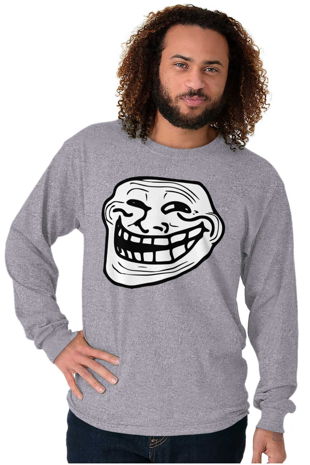 Troll Face Original Meme Smile Mad Unisex Plus Size Long Sleeve Shirt ...