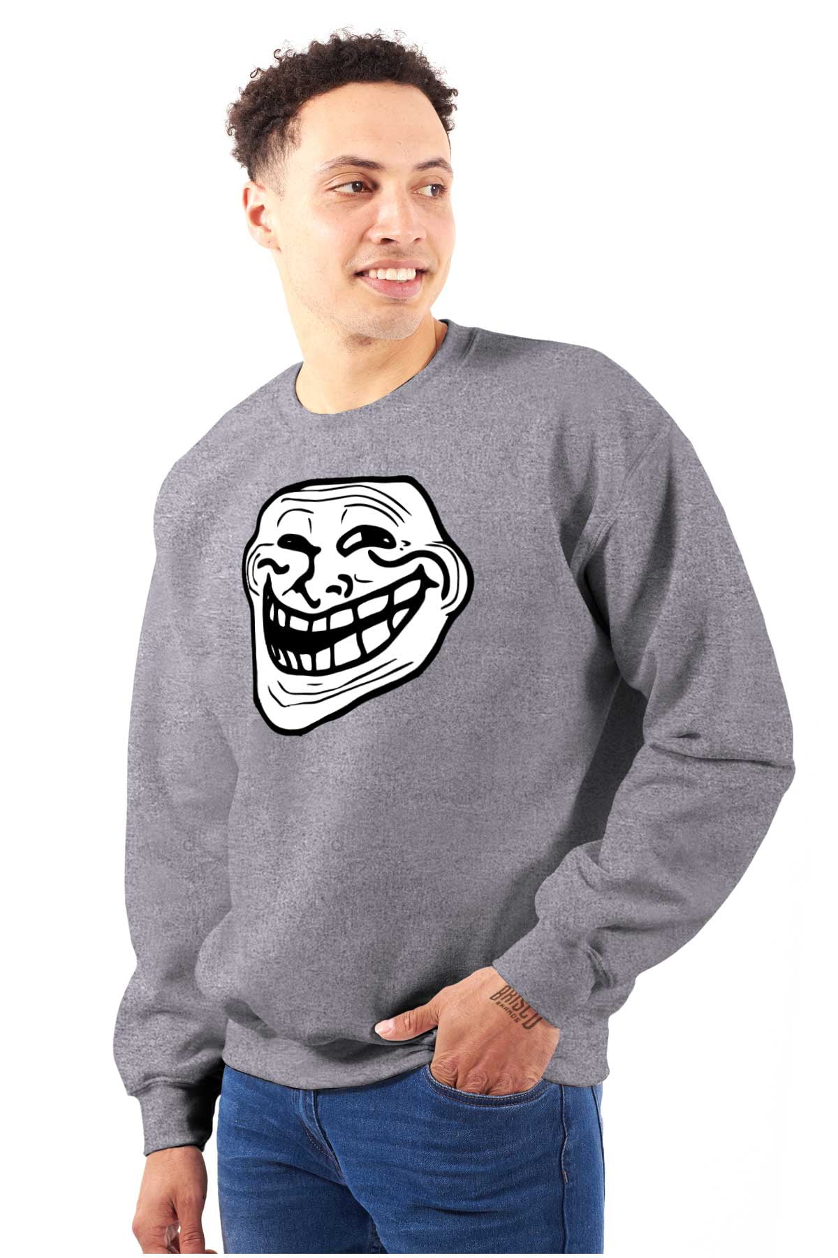 Troll Face Original Meme Smile Mad Sweatshirt for Men or Women Brisco ...