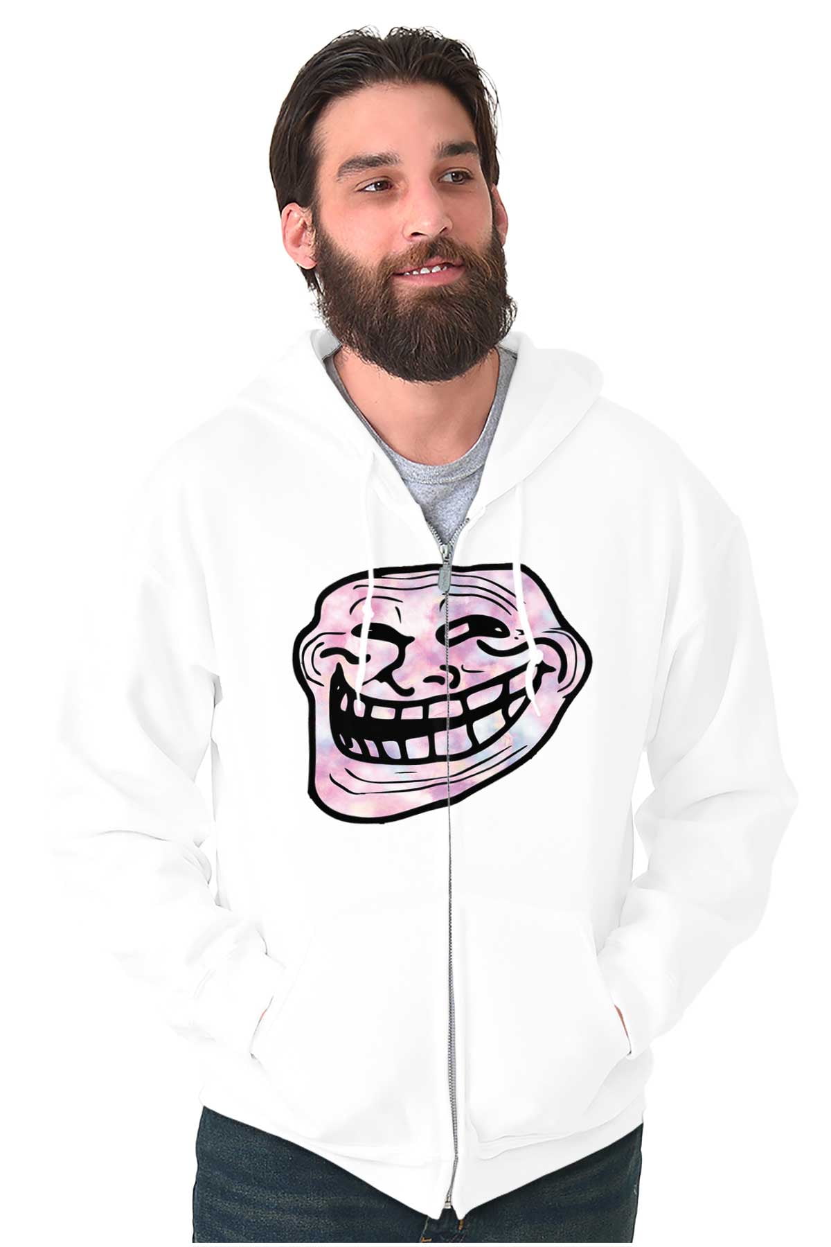 Funny Internet Troll Face Meme Unisex Plus Size Zip Hoodie Brisco ...