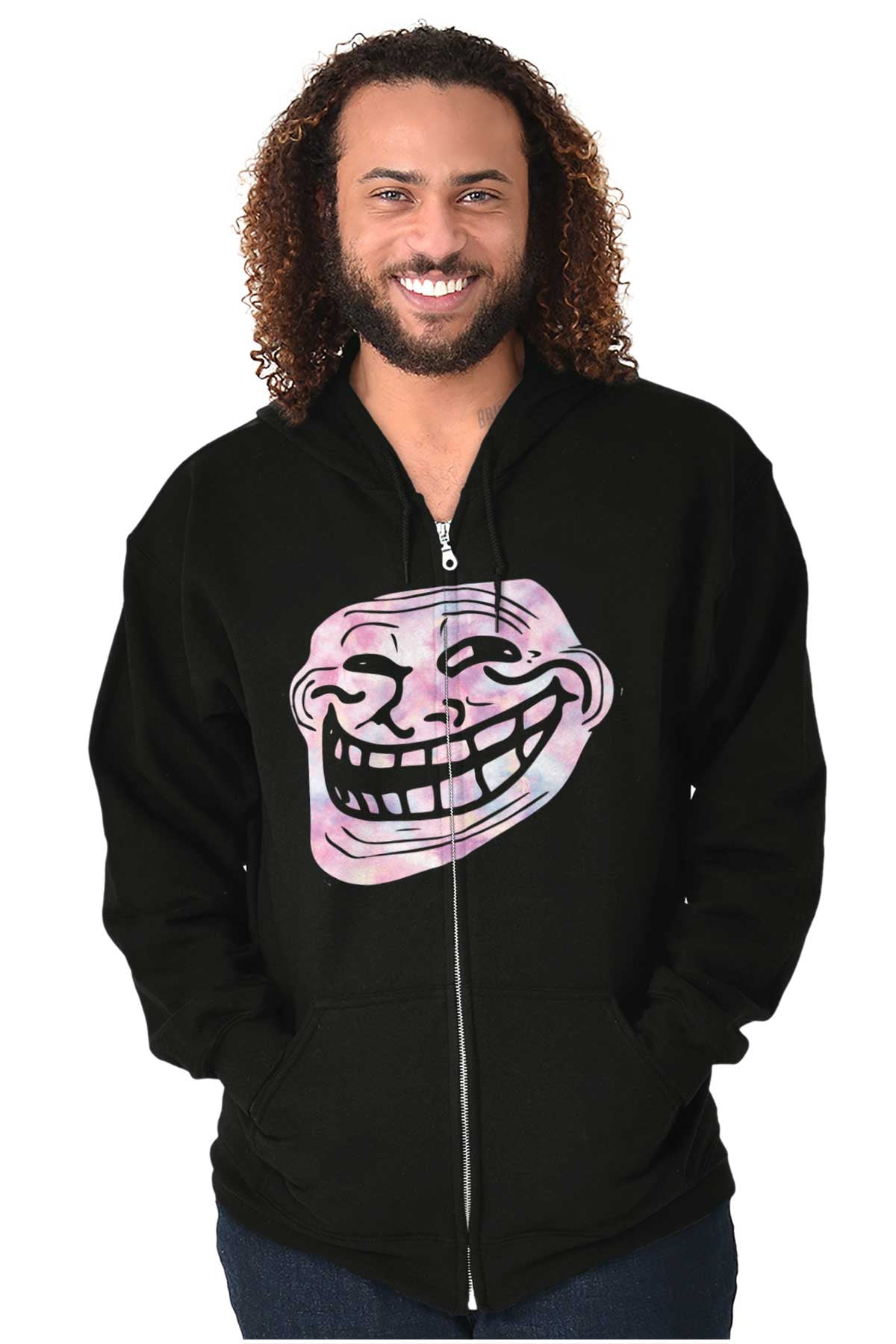 Troll Face You Mad Meme Big Smiley Zip Up Hoodie Men's Women's Brisco ...