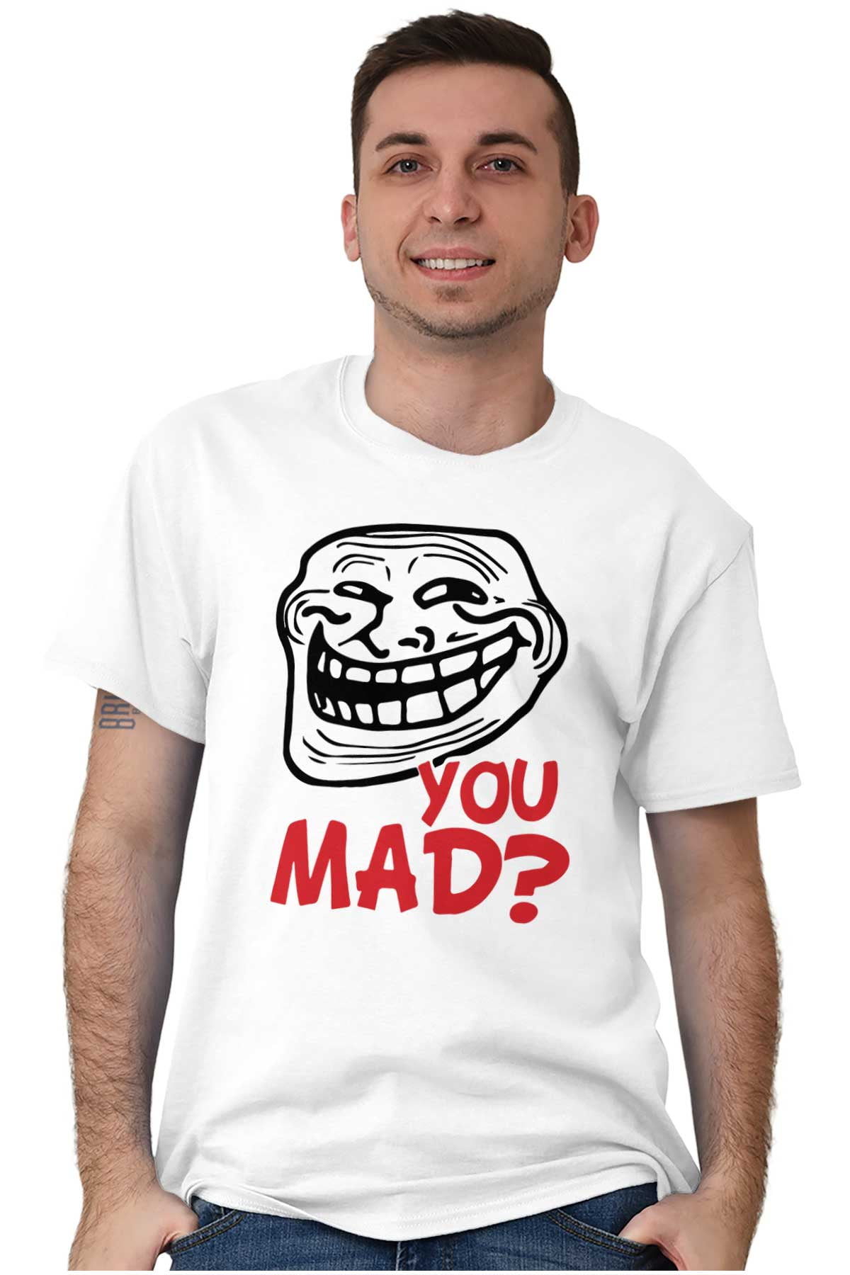 Troll Face You Mad Trollface Meme Men's Graphic T Shirt Tees Brisco Brands S - Walmart.com