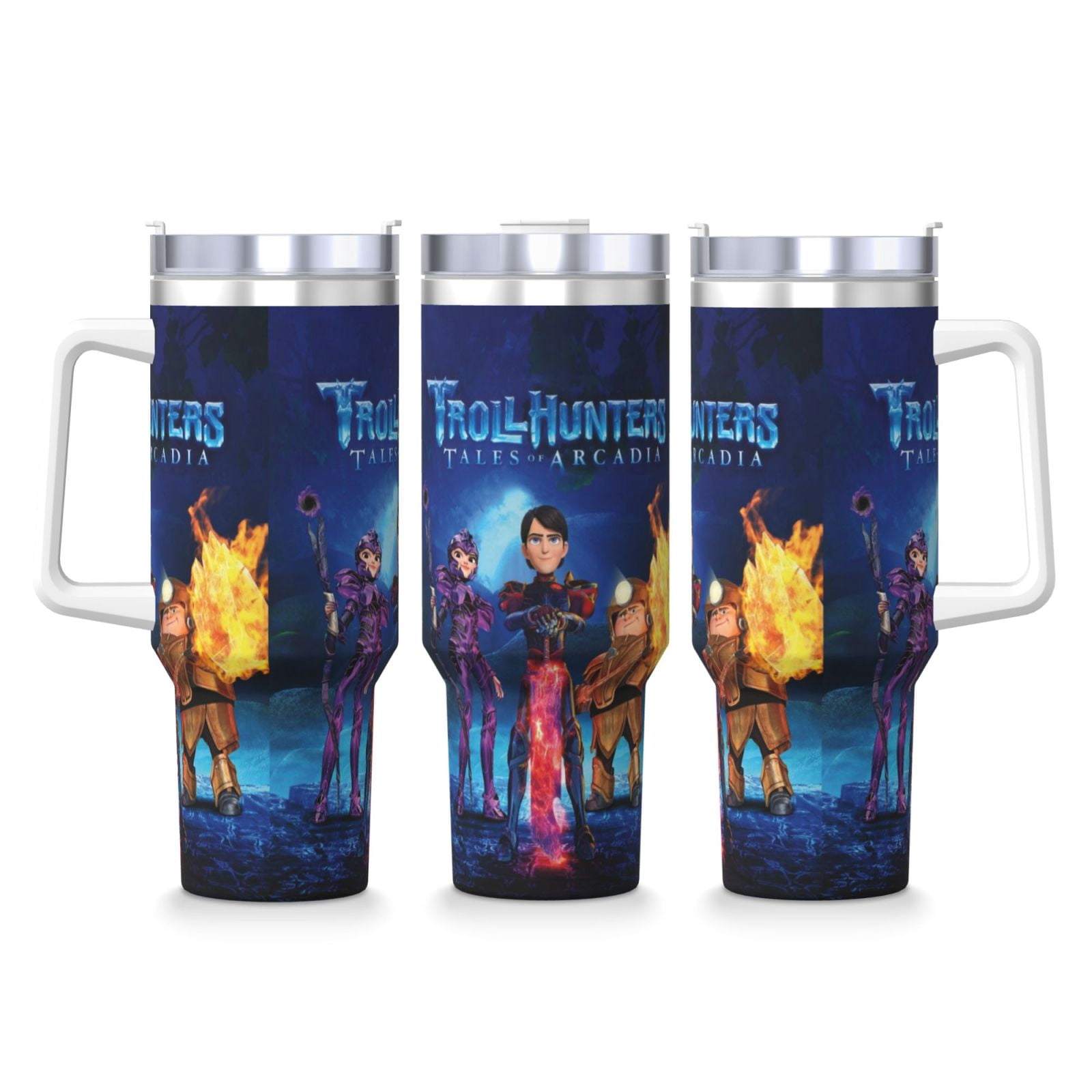 Troll Hunters 40 OZ Ice Bully Cup with Handle Straw Lid, Double Wall ...