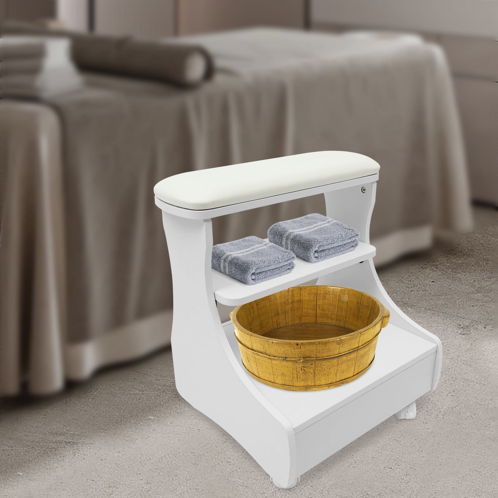 Trolley for Foot Bath, Foot Trolley for Beauty Salon Nail, White ...