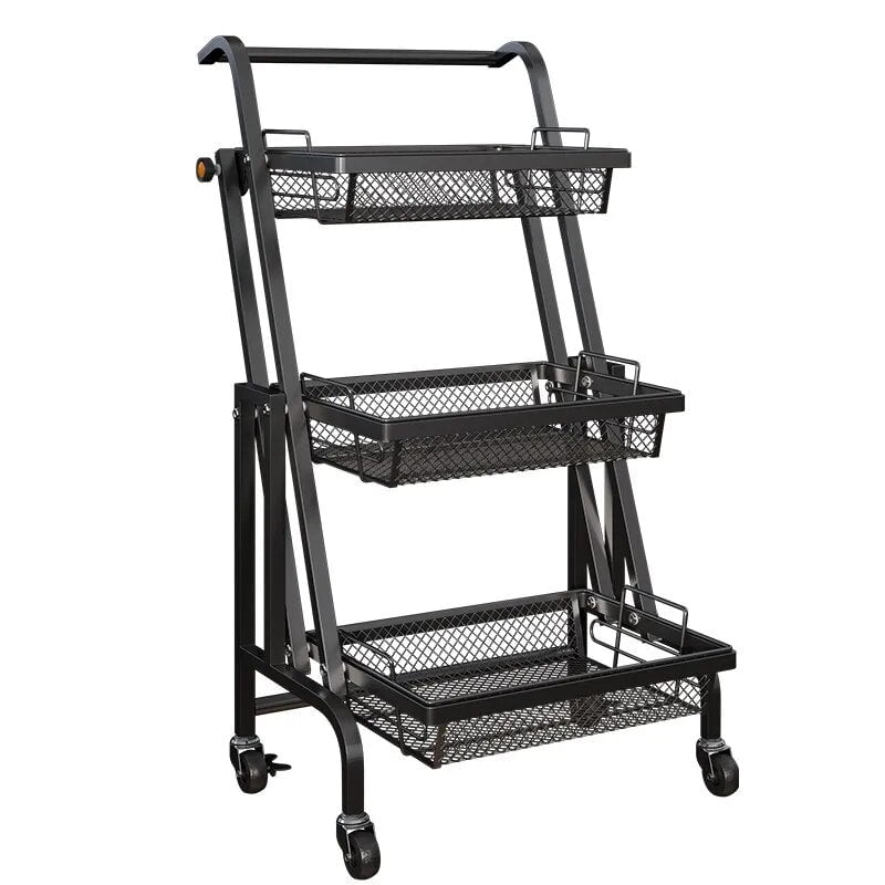 Trolley Stall Parallel Folding Portable Shelf Floor Kitchen ...
