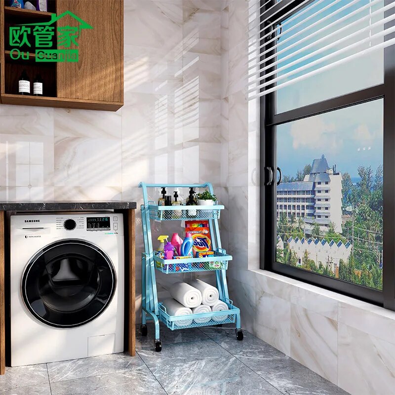 Trolley Stall Parallel Folding Portable Shelf Floor Kitchen ...